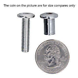 MroMax M6 Binding Screws, M6 x 25mm Stainless Steel Binding Screws and Rivet Socket Cap Connecting for Binding Baby Bed Furniture, DIY Leather, Scrapbook and Photo Albums 5Pcs