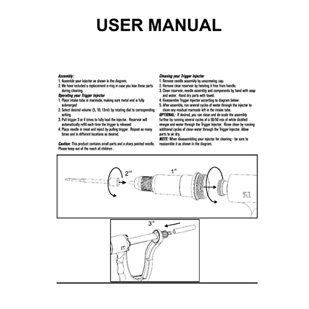 NC Marinade Injector Syringe Meat Needles, Meat Injector Kit with Case,Injection Brine Marinades for Meat, Turkey, Chicken,Beef,Fish-15ml Barrel Chamber-4 x 4.4 Inch S/S Needles
