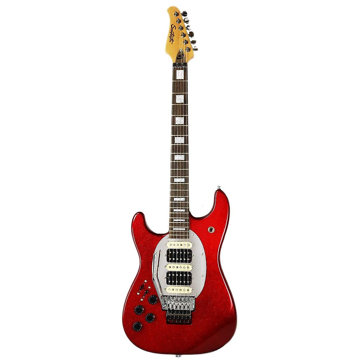 Sawtooth 6 String ES Hybrid Electric Guitar Designed by Michael Angelo Batio w Gig Bag and Accessories, Left-Handed Blood Red Sparkle (ST LH FL-BRS-KIT)