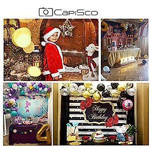 CapiSco Black Heart Photo Backdrop Early 2000s 90s Birthday Homies Party Banner Decorations Valentine's Day Glitter Heart 18th 30th Women Men Happy Birthday Background for Photoshoot 7x5FT SCO476A
