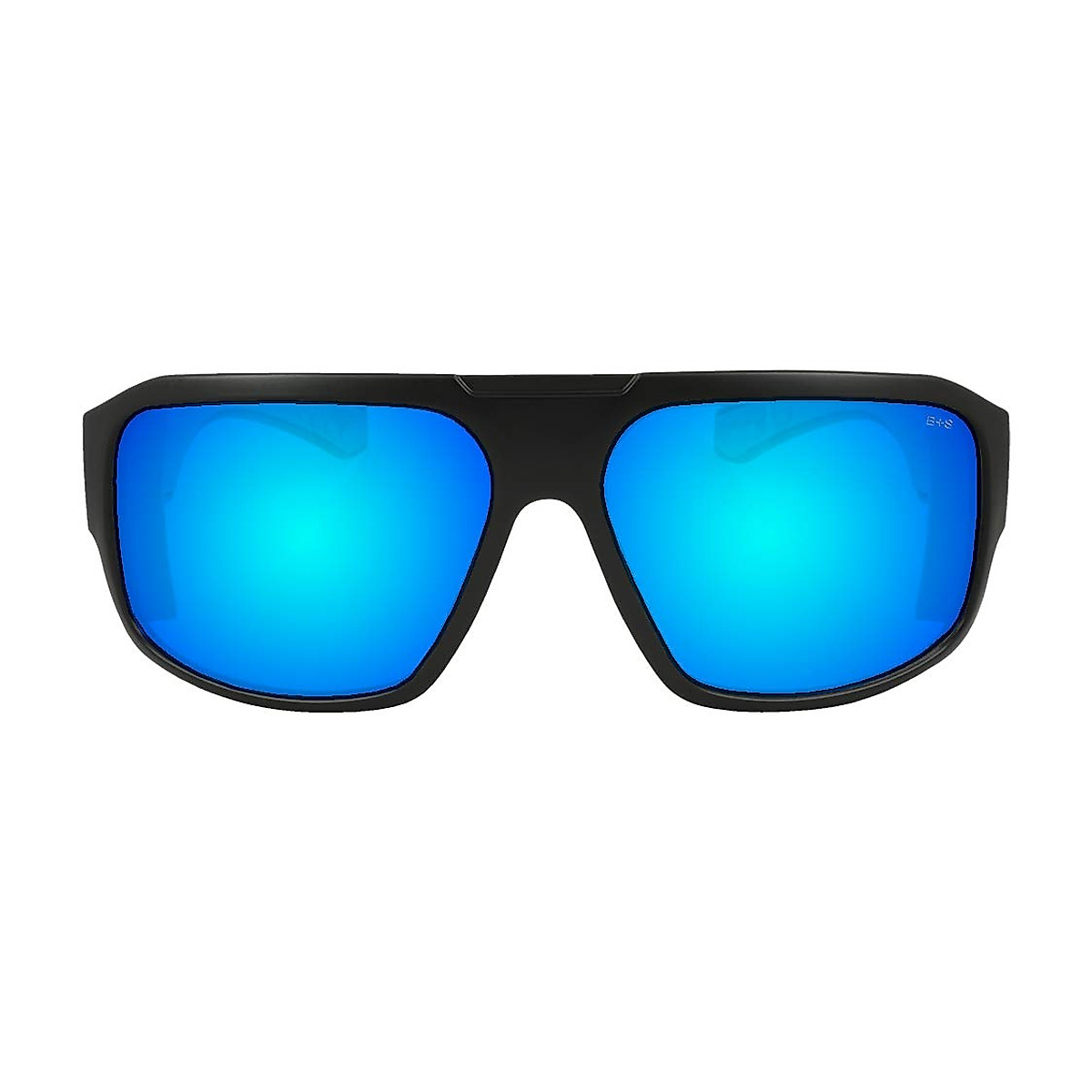 BOMBER Mens Safety Sunglasses, Matte Black Frame with Ice Blue Mirror Safety Sunglass Lens, Non-Slip Foam Lining, ANSI Z87+ Compliant, UV Protection - M103ICE