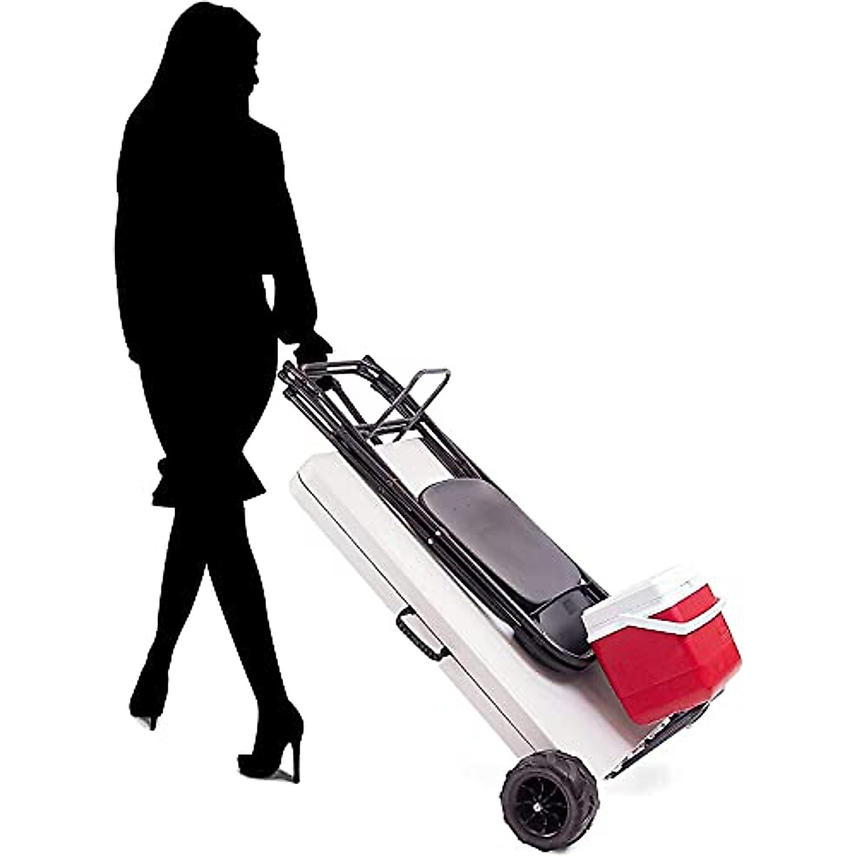 Creative Outdoor Folding Table and Chairs, 6 Ft, Built-in Wheels, Portable Durable Plastic, Indoor/Outdoor Events, Perfect for Camping/Picnic/Tailgating/Party, Easy to Clean