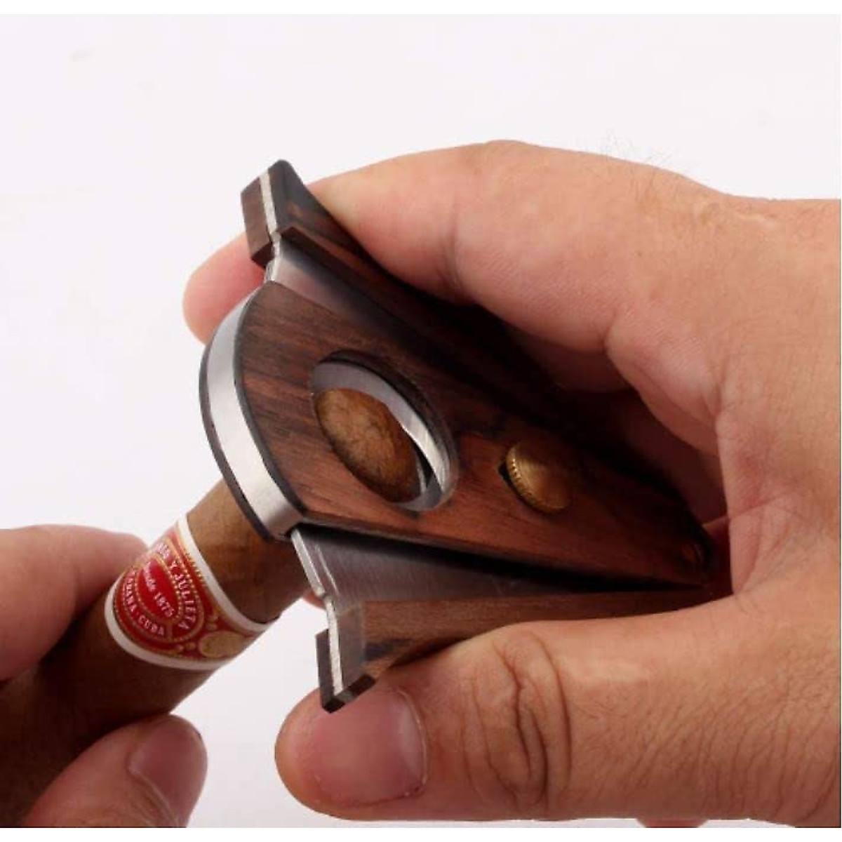 Mantello Cigars Cigar Cutter Guillotine - Gift for Men, Wood, Double Blade Cigar Cutter with Lock System - Stainless Steel in Gift Box