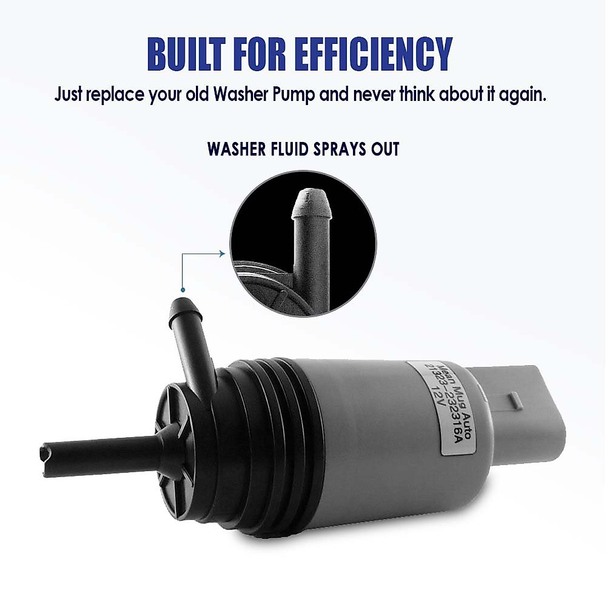 21323-232316A Windshield Washer Pump - Washer Motor Compatible with BMW - Replace OEM #: 67126934159, 67127302589