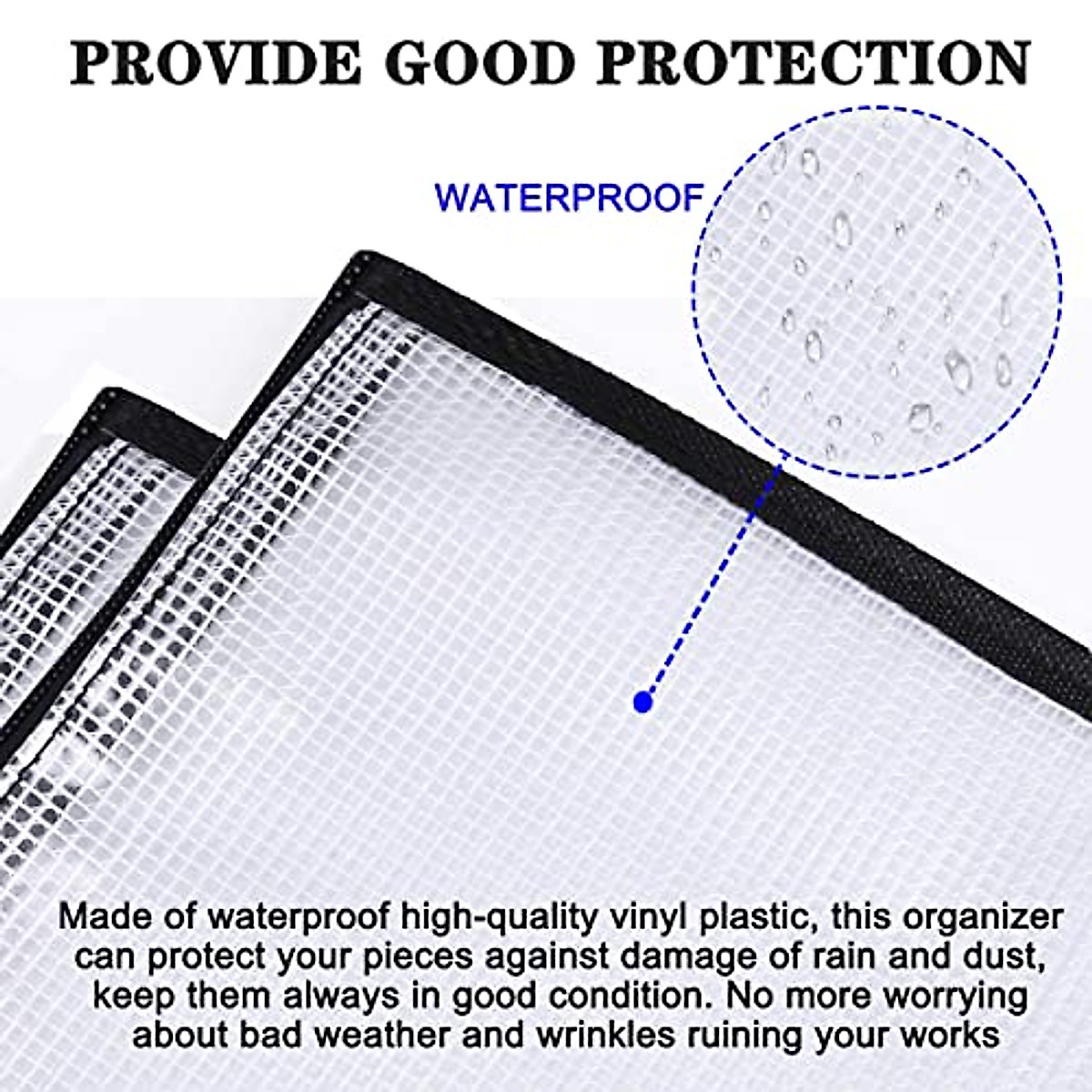 DPEI XUAN 2 Pieces Art Portfolio Bag Poster Storage Bag, with Zipper and Handle Posters Organizer Transparent White Bag for Large Posters, Poster Board, Painting, Bulletin Boards (19 x 25 inch)