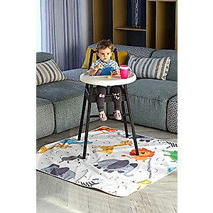 Waterproof Floor Splat Mat for Under High Chair| 51" Splash Mat Under High Chair/Under High Chair Mat |Splash Mat Highchair, High Chair Mats for Dropping Food, Food Floor Mat for Kids