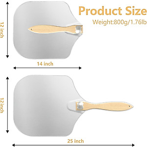 Luvan Aluminum Metal Pizza Peel with Foldable Wooden Handle,12x14 Inch Aluminum Pizza Peel,Pizza Paddle Foldable Pizza Peel Pizza Spatula Paddle Pizza Spatula for Oven,Baking Homemade Pizza Bread