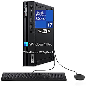 Lenovo ThinkCentre M70q Gen 4 MFF Tiny 1L Mini PC Business Desktop Computer, 13th Gen Intel 16-Core i7-13700T up to 4.9GHz, 8GB DDR4 RAM, 2TB PCIe SSD, WiFi 6, RJ45, HDMI, Windows 11 Pro, venthear