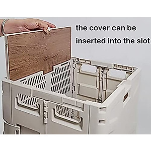 Folding Shopping Trolley Cart, Handle Trolley Cart, Utility Trolley Box, Cart Foldable Rolling Pull Cart Collapsible Utility Cart with Lid and Telescopic Handle 35L/50L Storage Crate with Wheels