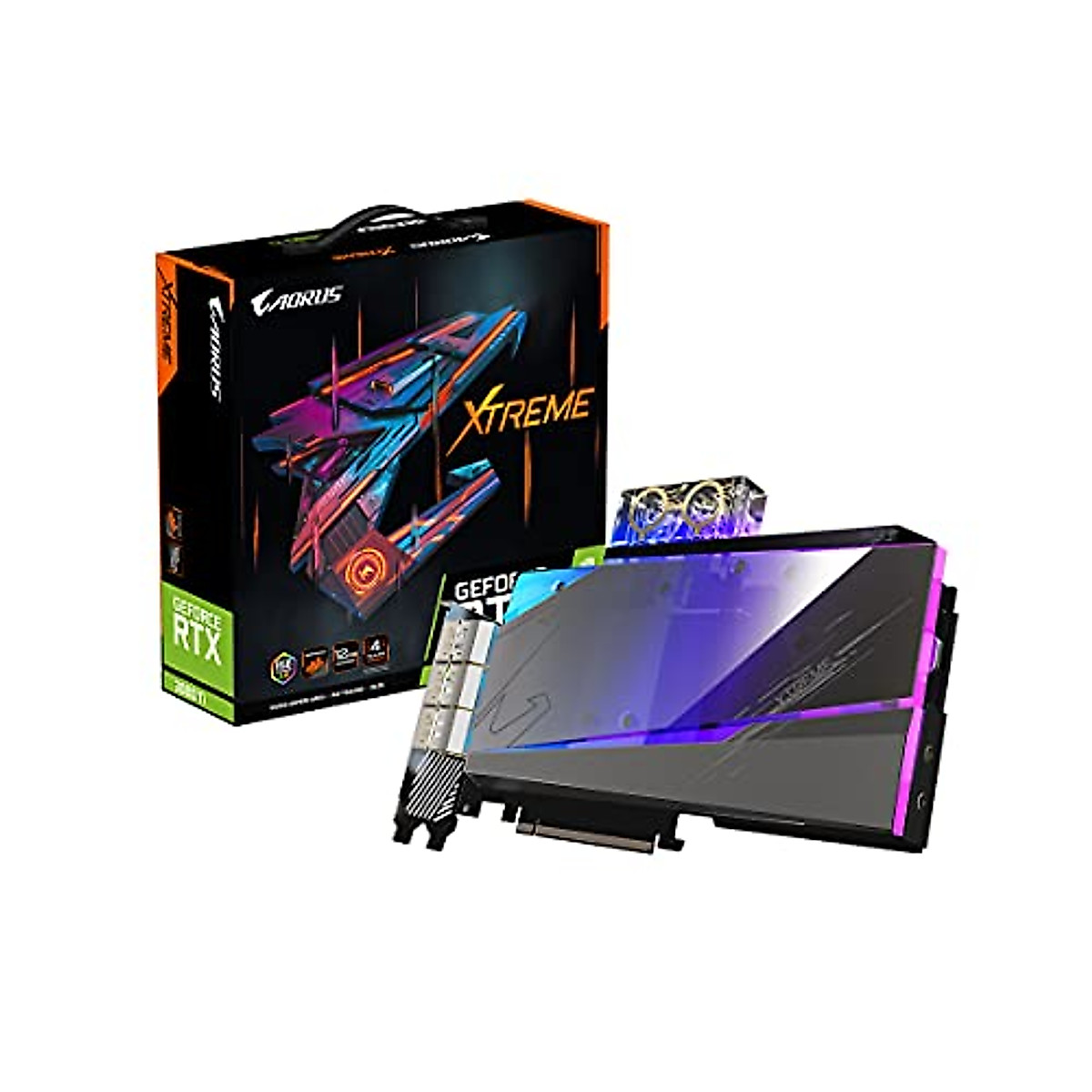 GIGABYTE AORUS GeForce RTX 3080 Ti Xtreme WATERFORCE WB 12G Graphics Card, Waterforce Water Block Cooling System, 12GB 384-bit GDDR6X, GV-N308TAORUSX WB-12GD Video Card