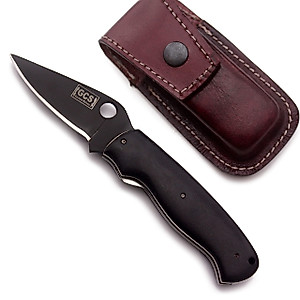 GCS Handmade Micarta Handle D2 Tool Steel Tactical Hunting Knife with leather sheath Full tang blade designed for Hunting & EDC GCS 313