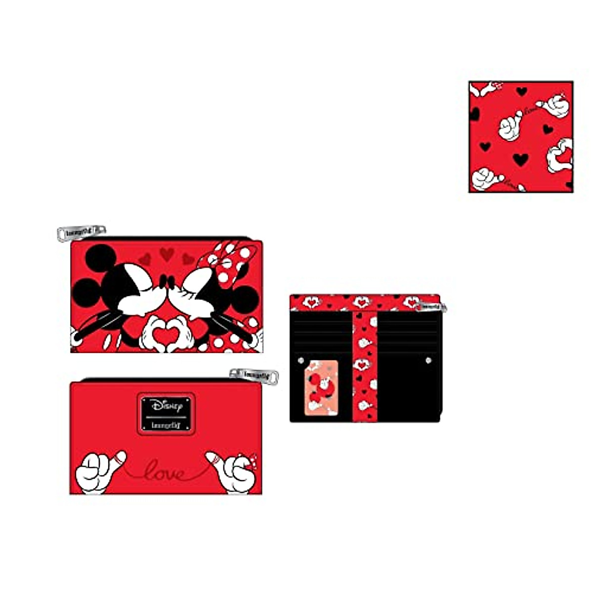 Loungefly Disney Mickey and Minnie Valentines Flap Wallet Mickey And Minnie Mouse One Size