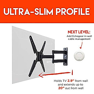 ECHOGEAR Swivel Full Motion TV Wall Mount Bracket for 26-58 Inch TVs – Extend and Tilt Your TV - Easy Single Stud Install