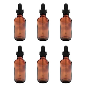 Super Z Outlet 2oz Glass Bottles with Glass Eye Dropper Dispenser for Essential Oils, Chemistry Lab Chemicals, Colognes & Perfumes (6 Pack) (Brown)