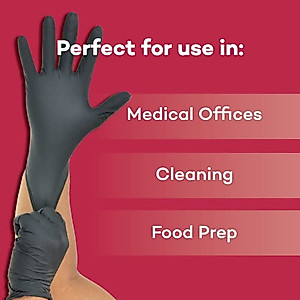 Dealmed Black Nitrile Exam Gloves – Disposable Multi-Purpose Use Medical Gloves Use for First Aid and Medical Facilities, 100 Count (Medium, Pack of 10)