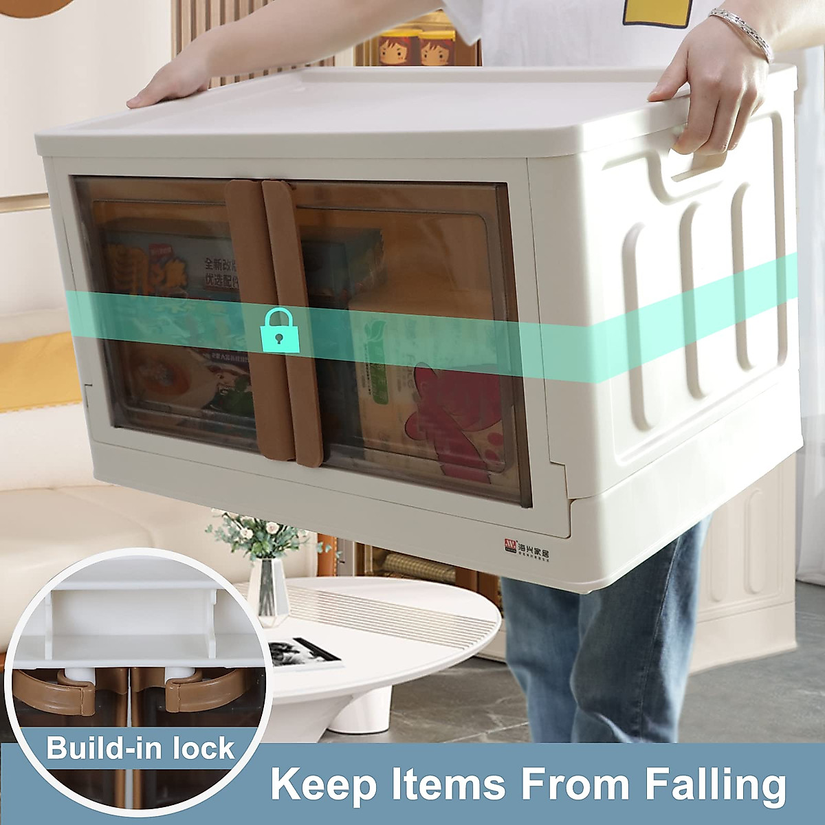 Fordonral 19 Gallon Collapsible Storage Bins with Lids, Stackable Storage Containers Boxes, Plastic Closet Organizers and Storage Bins for Organizing Clothes