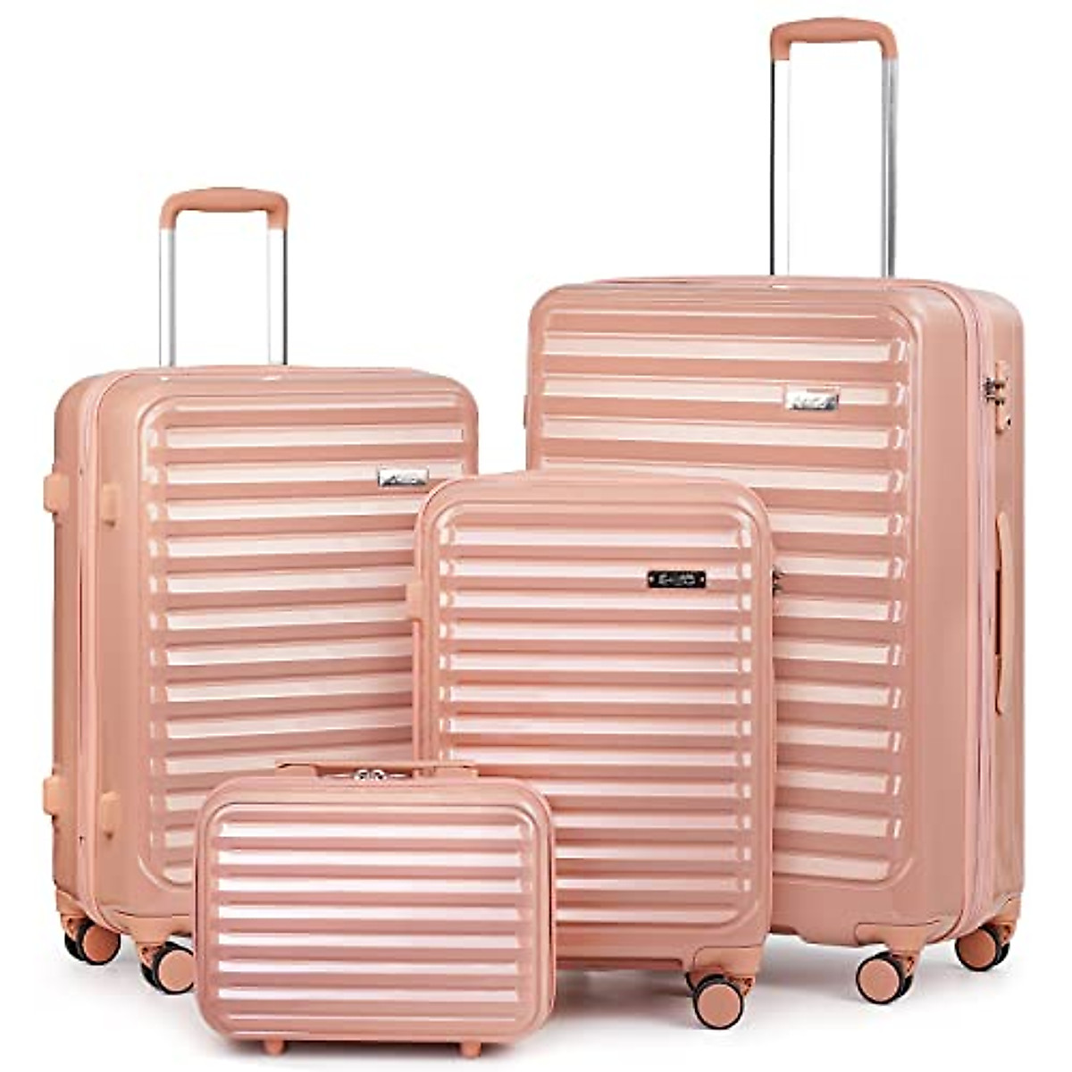 Coolife Luggage Suitcase 4 Piece Set expandable (only 28”) ABS+PC Spinner suitcase with TSA Lock carry on 20in 24in 28in