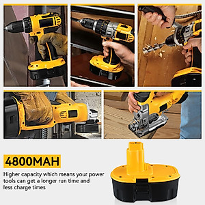 2Pack DC9096 18V 4.8Ah Replacement for Dewalt Battery Compatible with Dewalt 18V Battery DC9098 DC9099 DC970 DW9095 DW9096 DW9098 DW9099 DE9095 DE9096 DE9098 Cordless Power Tools