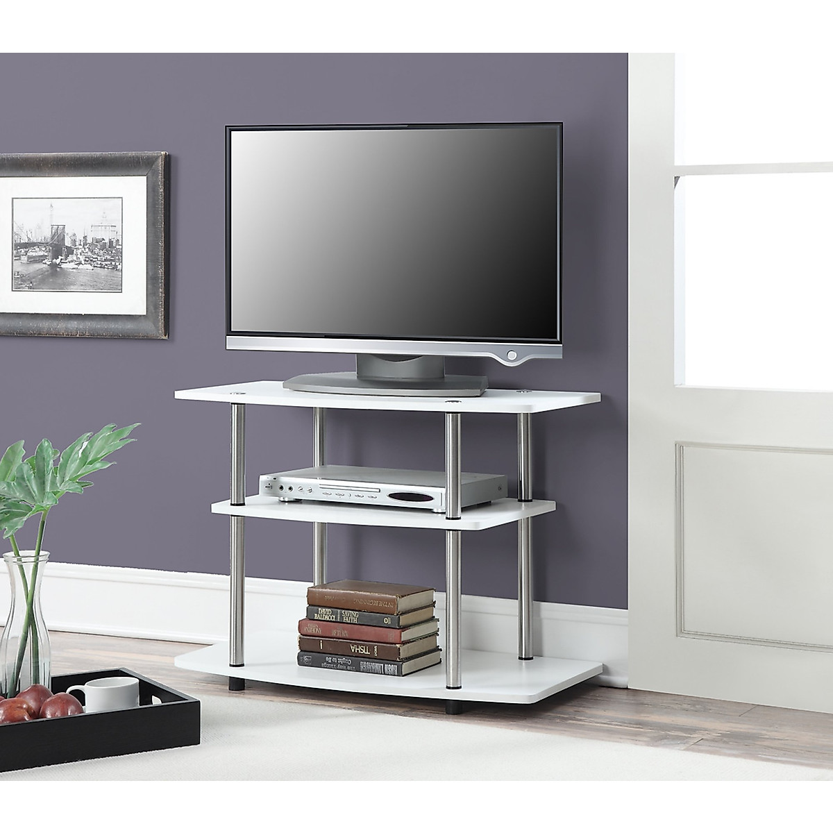 Convenience Concepts Designs2Go 3-Tier TV Stand, White