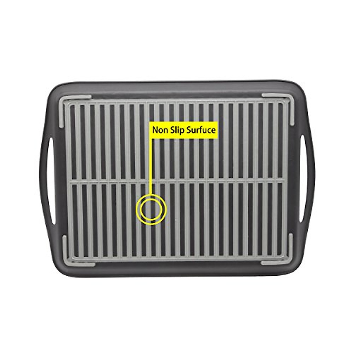 ChopMaster Rectangular Anti Slip Serving Tray with Handle (large, Black)