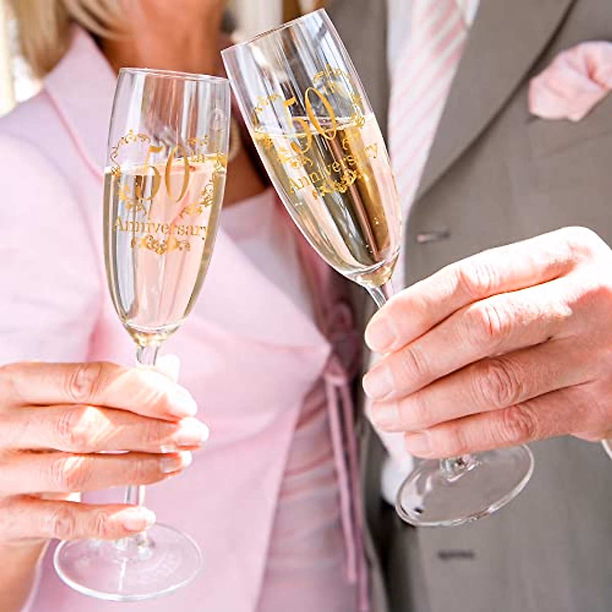 Tom Boy 50th Anniversary Champagne Flutes, Couple Gifts for Anniversary, Wedding Anniversary Champagne Flutes Glasses Set of 2, Married Couples gifts, Anniversary 50th Gifts for Parents