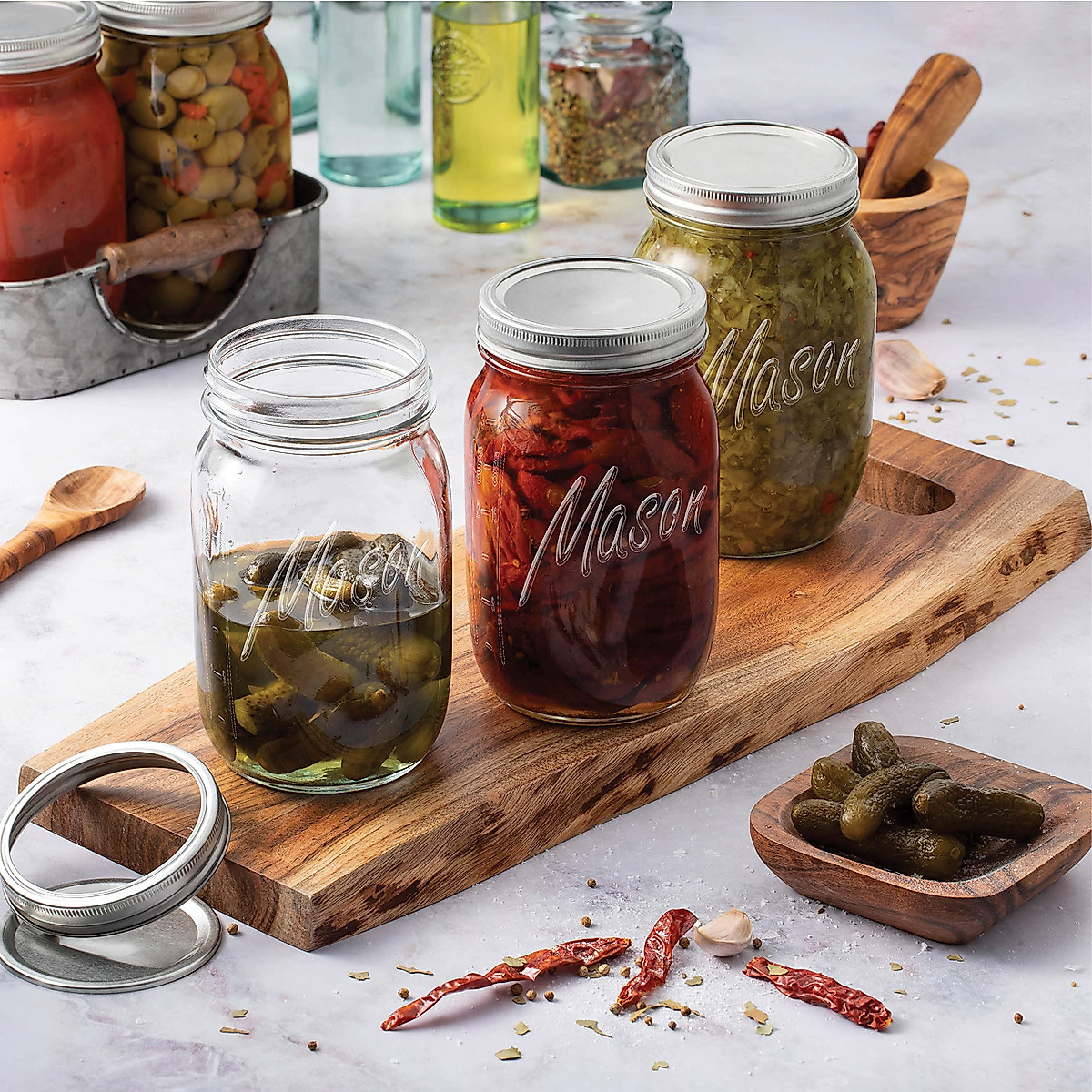 Paksh Novelty Mason Jars - Food Storage Container - 4-Pack - Airtight Container for Pickling, Canning, Candles, Home Decor, Overnight Oats, Fruit Preserves, Jam or Jelly