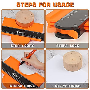 JOREST Contour Gauge Profile Tool 10 Inch With Lock, Gift For Father Men Carpenter Grandpa, Outline Duplicator For Irregular Shape, Template Tool For Woodworking/DIY/Tile Laying/Flooring/Carpet