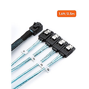 CableCreation 2-Pack 1.6FT/0.5M Internal HD Mini SAS (SFF-8643 Host) - 4X SATA (Target) Cable,SFF-8643 to 4X SATA Cable, SFF-8643 for Controller, 4 Sata Connect to Hard Drive