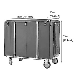 Removable Bags with Laundry Basket Heavy Duty Linen Cart On Wheels, Commercial Hospital Dirty Rolling Laundry Cart, Rectangle Collecting Cart for Hotel, 400L Capacity (Color : Blue)