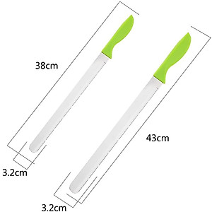 meizhouer 10Inch/12Inch Stainless Steel Cake Knife Plastic Handle Baking Pastry Spatulas Serrated Bread Knife Kitchen Baking Tool (12 inch)