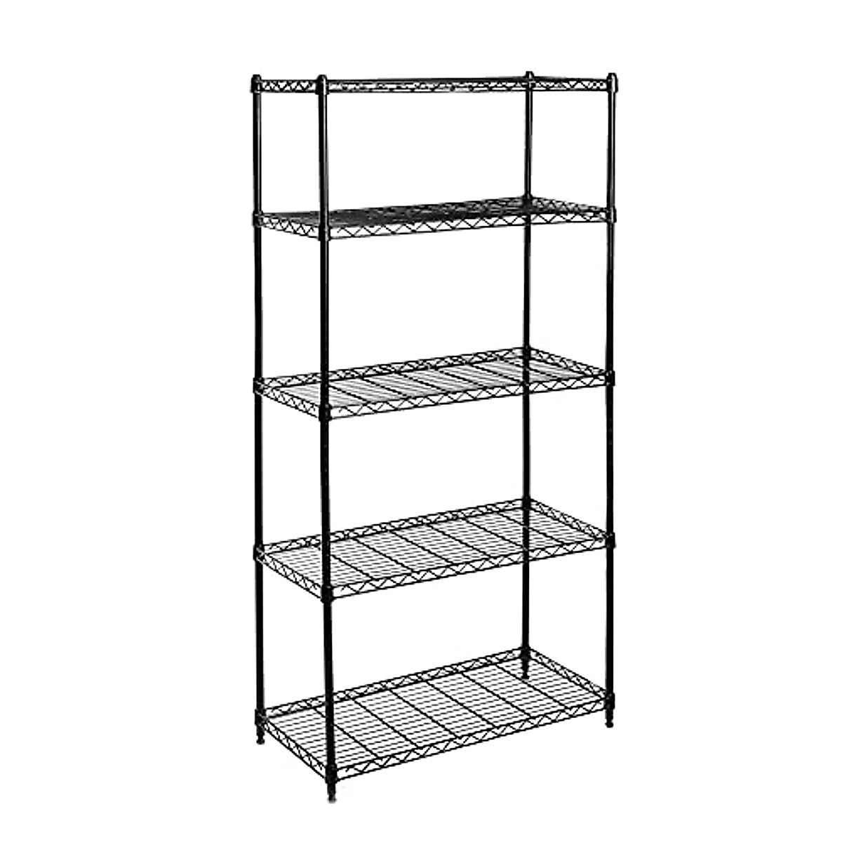 Seville Classics 5-Tier Black Epoxy Steel Wire Shelving, 30" W x 14" D x 60" H