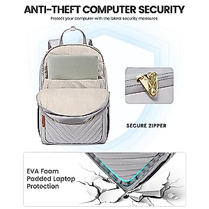 LOVEVOOK Travel Laptop Backpack, 15.6 Inch Anti-Theft Waterproof Stylish Purse Bag with USB Port, Lightweight Casual Day Backpacks for Women Men Work Business Nurse, Grey