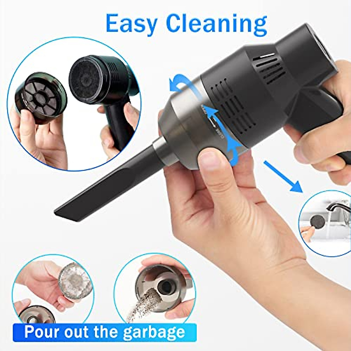 Keyboard Cleaner Powerful Rechargeable Mini Vacuum Cleaner, Cordless Portable Vacuum-Cleaner Tool for Cleaning Dust, Hairs, Crumbs, Scraps for Laptop, Piano, Computer, Car, Makeup Bag, Pet House