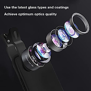 Godefa Phone Camera Lens Kit, 14 in 1 Lenses with Selfie Light for iPhone 14 13 12 11 Xs X Pro Samsung and Other Andriod Smartphone, Universal Clip on Wide Angle+Macro+ Fisheye Camera Lenses