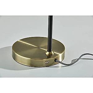 Adesso 3494-21 Casey Desk Lamp, 18.5-28.5 in, 40W, Black, White & Antique Brass, 1 Table Lighting
