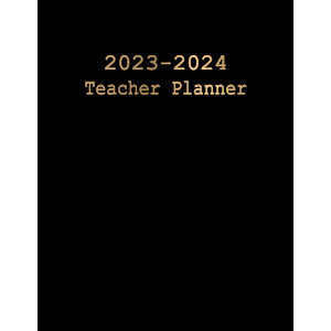 2023-2024 Teacher Planner: Elementary and Middle School Teacher Organizer, Black Teacher Calendar For Men and Women, 8.5 X 11 In", With Inspirational Quotes Inside, Luxury Golden Cover