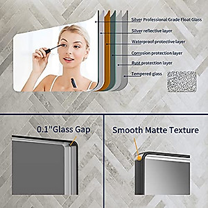 ISKM Black Bathroom Mirror for Wall 48" x 32" Matte Black Framed Vanity Mirror Anti-Rust Tempered Glass Hangs Horizontal or Vertical