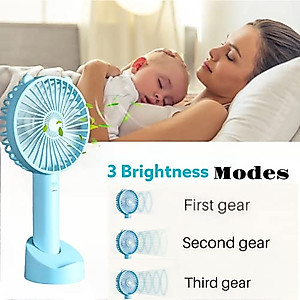 Mini handheld portable fan, 3 speeds, handheld fan, small portable fan, battery fan, usb fan portable rechargeable, lash fan, travel fan, phone fan, face fan(blue)