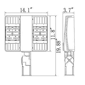 LeadLumens LED Parking Lot Light Shoebox Light Fixture, Slipfitter Arm, Dusk to Dawn (120W (s), Without Photocell)