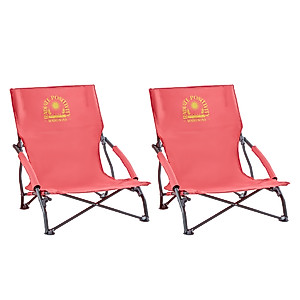 PRODUCTWORKS Maui and Sons Comfort Sling Back Bag Beach Camping Picnic Chair, 2-Pack (Coral)