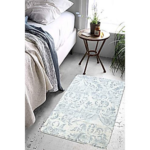 Lahome Damask Area Rug - 2' X 3' Non-Slip Area Rug Small Accent Distressed Throw Rugs Floor Carpet for Door Mat Entryway Bedrooms Laundry Room Decor (2' x 3', Gray)