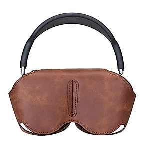 HARDISTON AirPods Max Case, Genuine Leather Handmade, Protective Premium Leather Ear Cup Covers, Soft-Slim Travel Carrying Case, Compatible for AirPods Max (Brown)