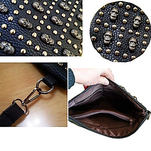 Women Rivets Skull Clutch Purses small Shoulder Bag Party Wristlet Handbag Bag Evening Long Purse