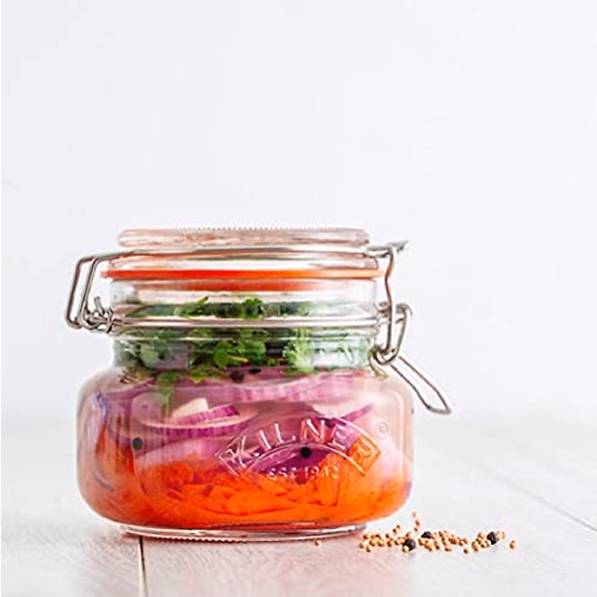Kilner Square Clip Top Jar, Durable Glass Container with Airtight Seal for Home-canning, Preserving, and Storing, 17-Fluid Ounces
