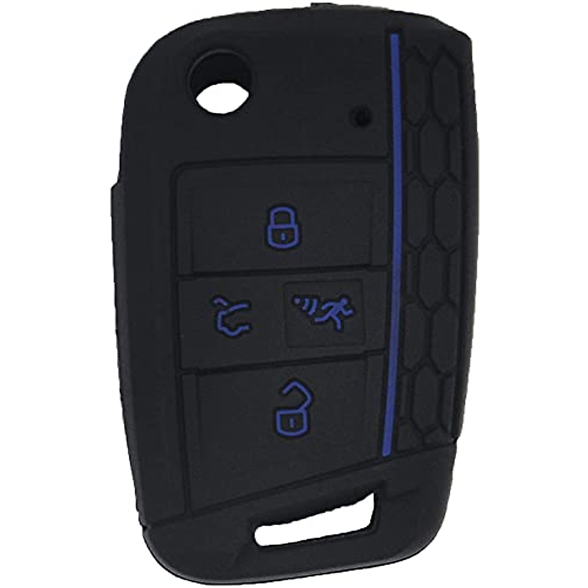 EXUNTECH 2Pcs Silicone Remote Key Fob Cover Compatible for 2020 2019 2018 2017 VW Volkswagen Golf Alltrack Sportwagen GTI Tiguan Atlas Polo Skoda Octavia, Red Blue Buttons