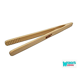 Weber's Wonders Set Of 2 Reusable Bamboo Toast Tongs - Wooden Toaster Tongs For Cooking & Holding - 8 Inch Long - Ideal Kitchen Utensil For Cheese Bacon Muffin Fruits Bread - Ultra Grip - Eco-friendly