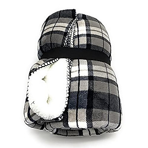 Victoria's Secret Pink Plush Soft Sherpa Blanket, Gray Plaid