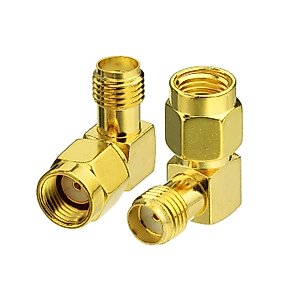 Bingfu RP-SMA Male to SMA Female Right Angle Antenna Connector Adapter (2-Pack) for FPV Drone Controller WiFi Router PCIE Network Card Adapter Security Camera 4G LTE Cellular Trail Camera