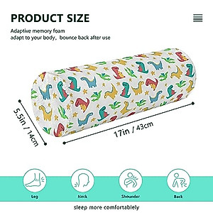 Vnurnrn Dinosaurs Neck Support Pillow Round Neck Roll Bolster Cylinder Pillow Cervical Pillows Body Pillow for Leg Knee Back Head Support for Work Women Men Traveling Headrest