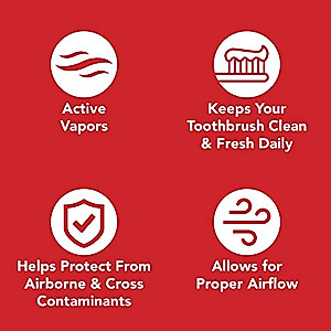 Steripod Clip-on Toothbrush Protector, Red/Orange, 2 Count, (Pack of 1)